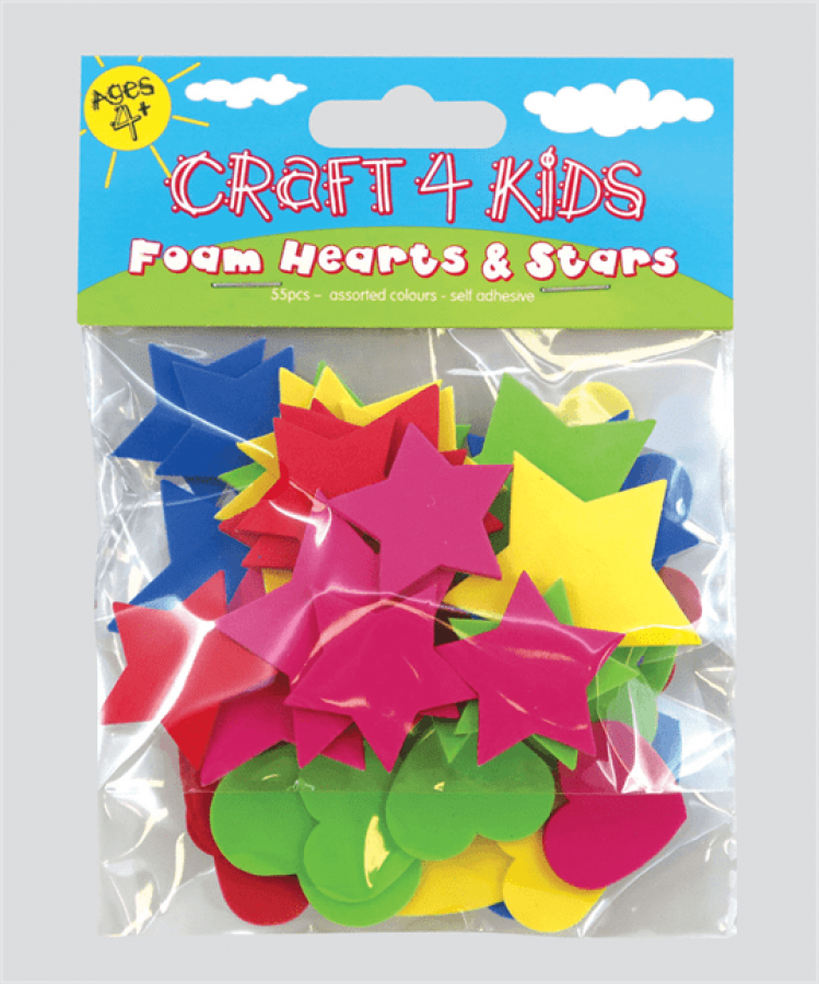 Foam Hearts & Stars 55pcs – Clark Craft Products