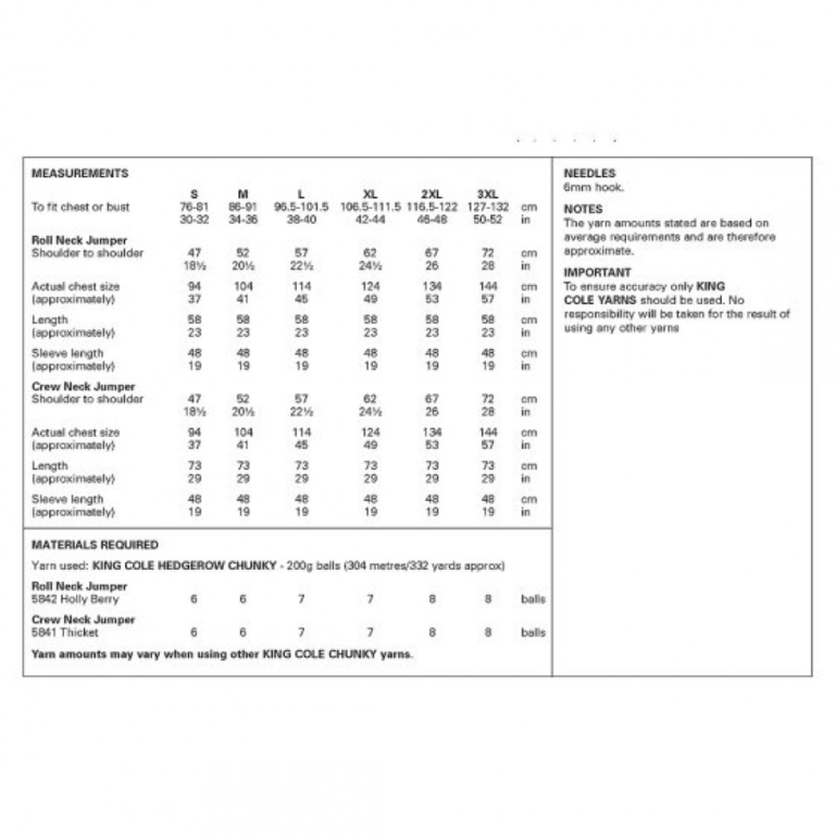 King Cole Pattern 6296 – Clark Craft Products